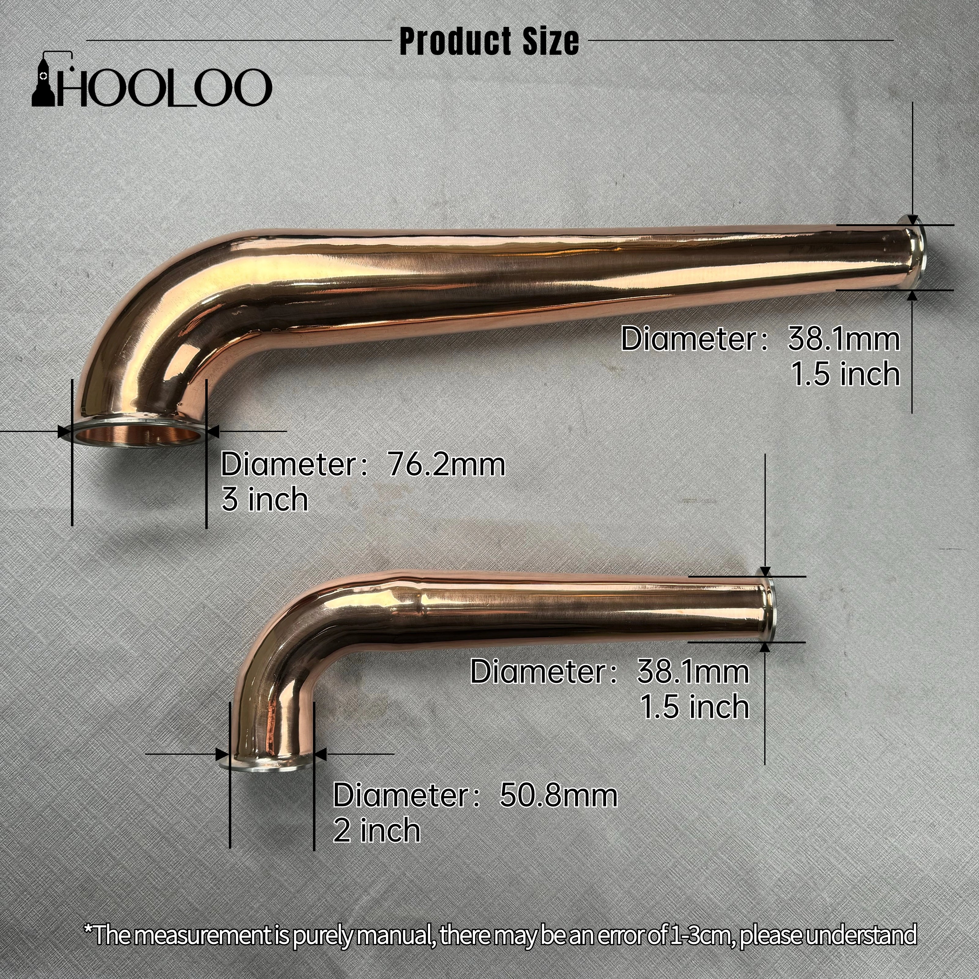 HOOLOO Lyne arm/Lye pipe Red Copper (2”/3”)